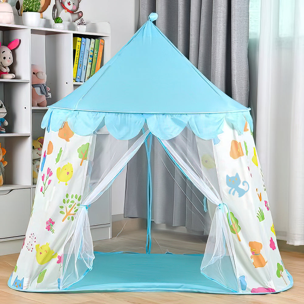 Portable Foldable Kids Castle Play Tent with Mesh Curtain – Kidkid